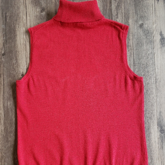 Spense | Sweaters | Sparkly Red Sleeveless Turtleneck Sweater | Poshmark